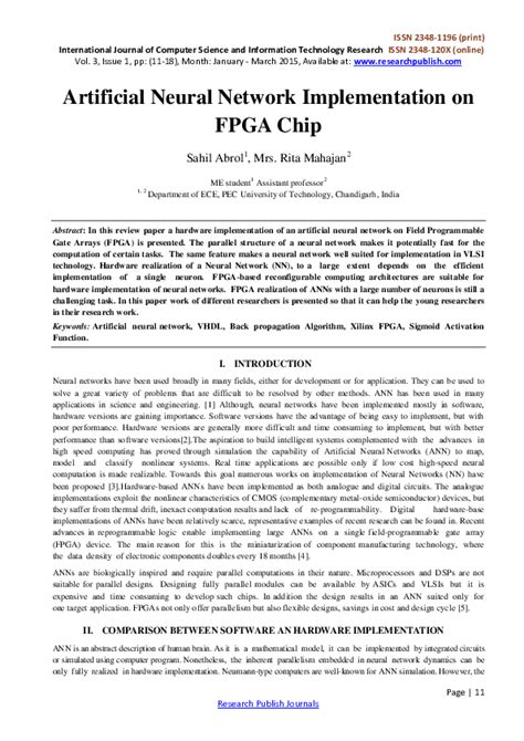 pdf artificial neural network implementation on fpga chip research publish journals