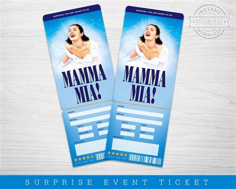 Printable Mamma Mia Broadway Surprise Ticket Mamma Mia Australia