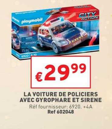 Promo La Voiture De Policiers Avec Gyrophare Et Sirène Playmobil chez