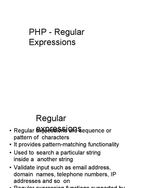 php regular expressions pdf regular expression notation