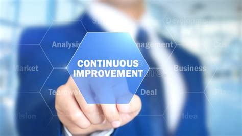 Continuous Improvement Man Working On Holographic Interface Visual