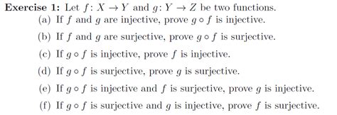 answered exercise 1 let f x →y and g y → z be… bartleby