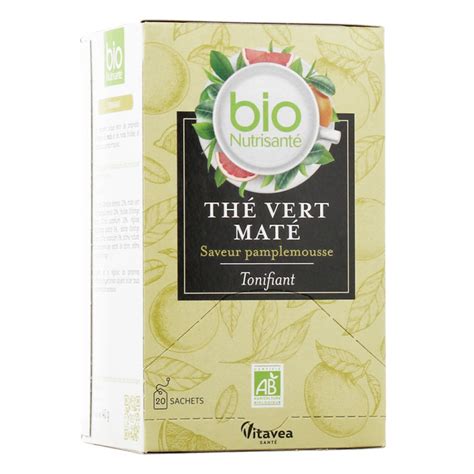 VITAVEA BIO NUTRISANTE THE VERT MATE SAVEUR PAMPLEMOUSSE 20 SACHETS