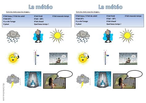 la météo Français FLE fiches pedagogiques pdf doc