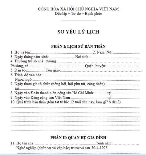 MẪU ĐƠN XIN VIỆC SƠ YẾU LÝ LỊCH 6 TỜ Lazada vn