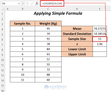 how to find upper and lower limits of confidence interval in excel