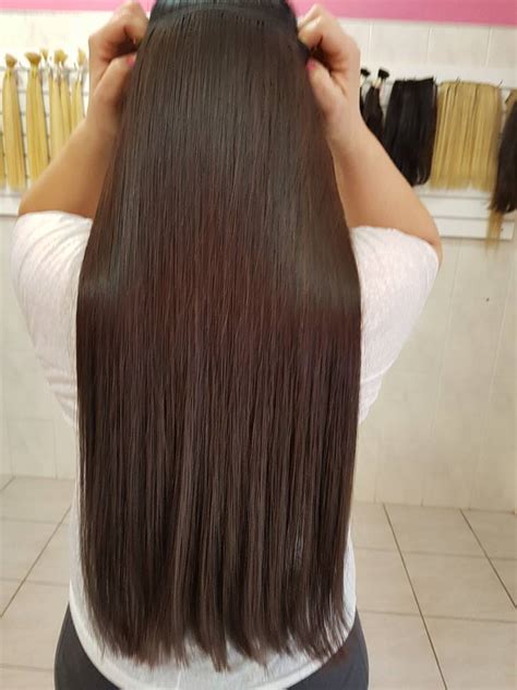 Aplique Tic Tac Cabelo Humano Castanho Liso 60cm 200Gr Melvis Cabelos