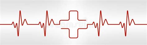 Heartbeat Line With Cross Shape One Red Plus In Pulse Cardio Rate