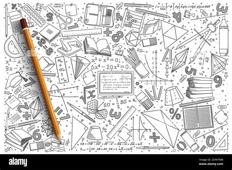 Hand Drawn Mathematics Vector Doodle Set Stock Vector Image Art Alamy