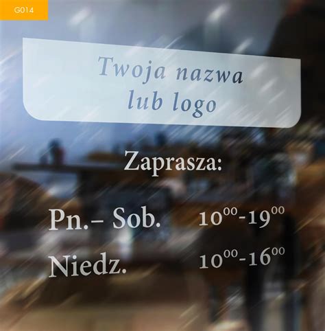 Naklejka godziny otwarcia na szybę bez tła 35x26cm Ceny i opinie