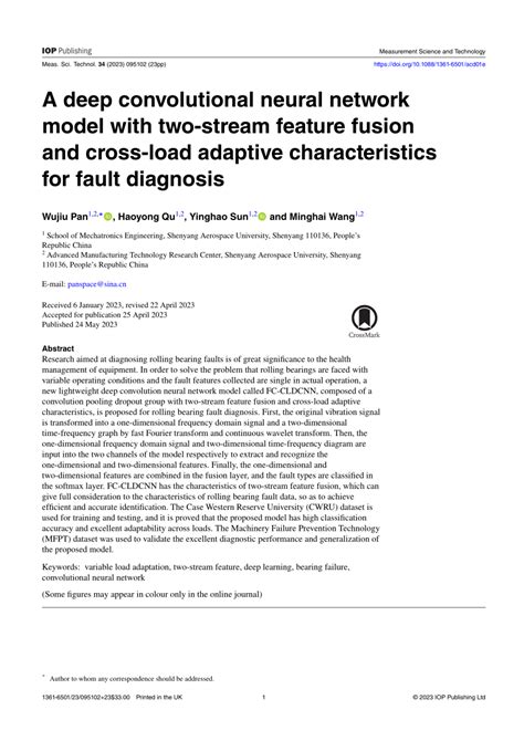 pdf a deep convolutional neural network model with two stream feature fusion and cross load
