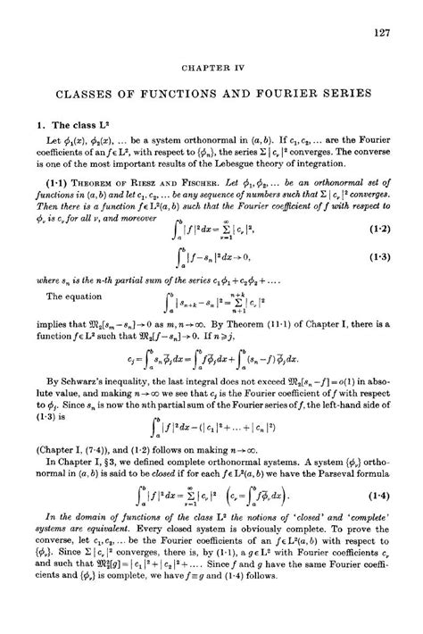classes of functions and fourier series chapter iv trigonometric series