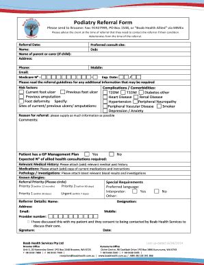 Fillable Online Podiatry Referral Form Boab Health Fax Email Print