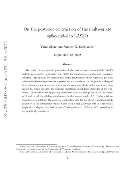pdf on the posterior contraction of the multivariate spike and slab lasso