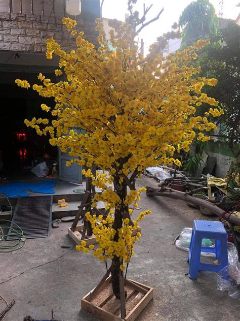 Bộ hoa mai giả trang trí tết đẹp làm quà
