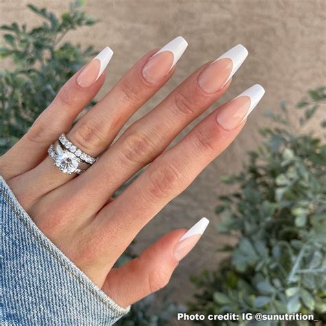 Instant Luxury Acrylic Press On Nails Timeless French Medium Coffin