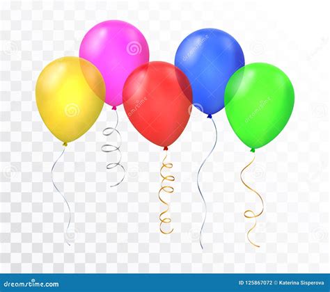 Vector Realistic Colorful Transparent Balloons With Shiny String Stock