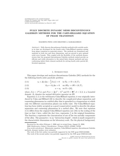 pdf fully discrete dynamic mesh discontinuous galerkin methods for the cahn hilliard equation
