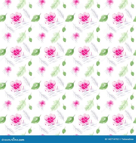 Modelo Incons til Con Las Flores Y Las Hojas Stock de ilustración