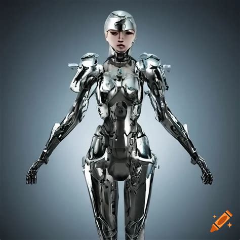 Silver Chrome Futuristic Female Body Armor On Craiyon