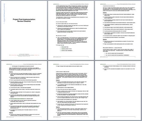 Projectmanagement Project Post Implementation Review Checklist