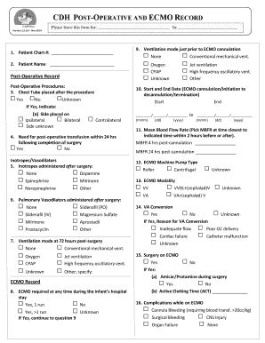 Fillable Online Capsnetwork CDH Post Op And ECMO Record Canadian