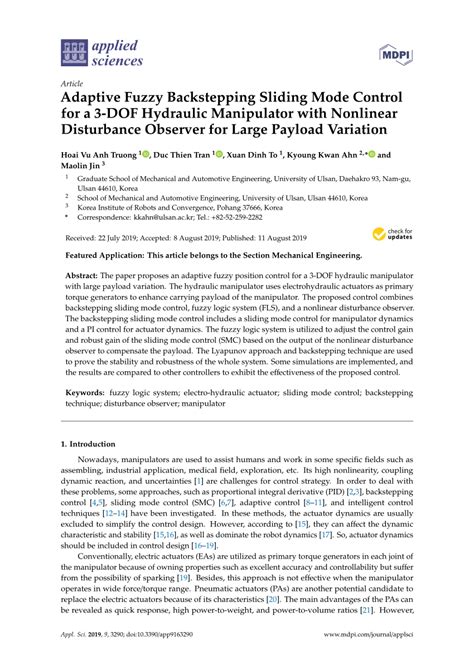 pdf adaptive fuzzy backstepping sliding mode control for a 3 dof hydraulic manipulator with