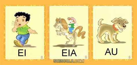Cartazes encontros vocálicos ilustrados SÓ ESCOLA