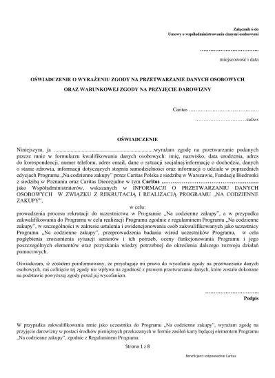 OŚWIADCZENIE O WYRAŻENIU ZGODY NA PRZETWARZANIE DANYCH OSOBOWYCH ORAZ