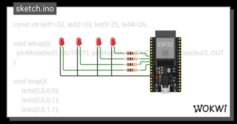 Secuencia Leds Wokwi ESP32 STM32 Arduino Simulator