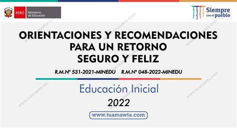 MINEDU Cartilla De Orientaciones Para El Buen Retorno 2022 En El Nivel