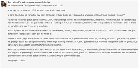 Reflexión sobre La función del diseño y el mundo de los sentimientos
