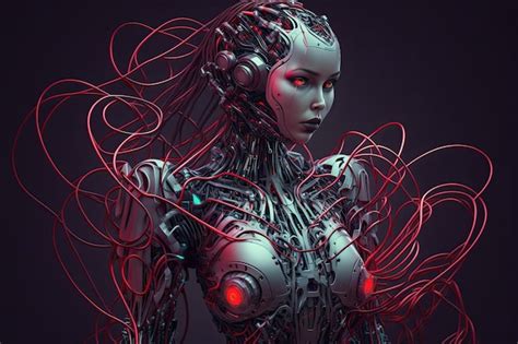 Premium Photo Generative Ai Futuristic Female Humanoid Robot From