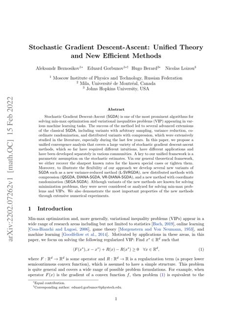 pdf stochastic gradient descent ascent unified theory and new efficient methods