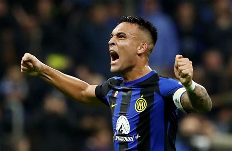Inter Captain Lautaro Martinez Celebrates Serie A Win Vs Atalanta
