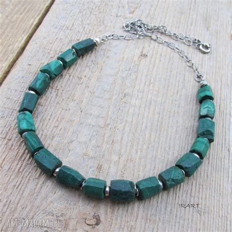 Handmade Surowy Naszyjnik z Malachitu Irart ღ art Madam pl