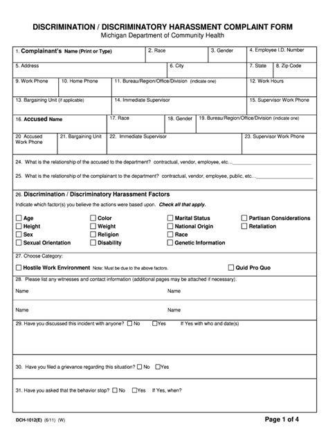Michigan Discrimination Discriminatory Fill Online Printable