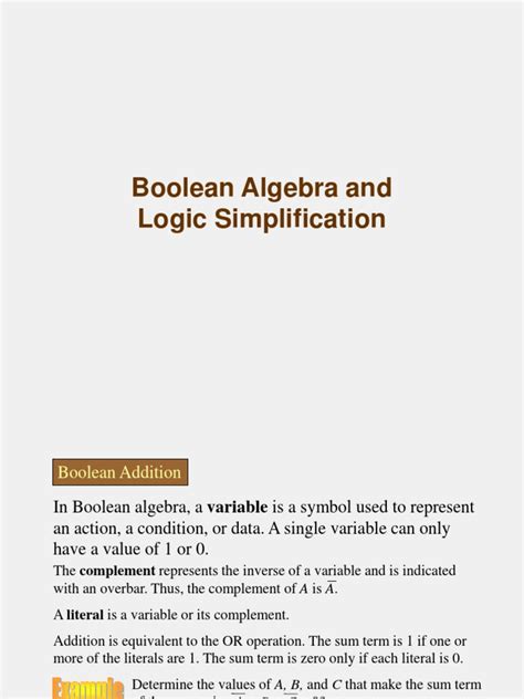 boolean algebra and logic simplification pdf mathematical logic logic