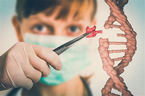 Concepto De La Manipulación De La Ingeniería Genética Y Del Gen Imagen