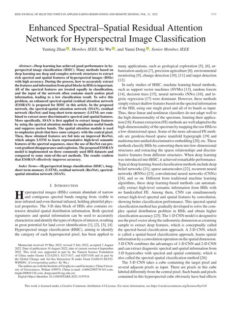 pdf enhanced spectral spatial residual attention network for hyperspectral image classification