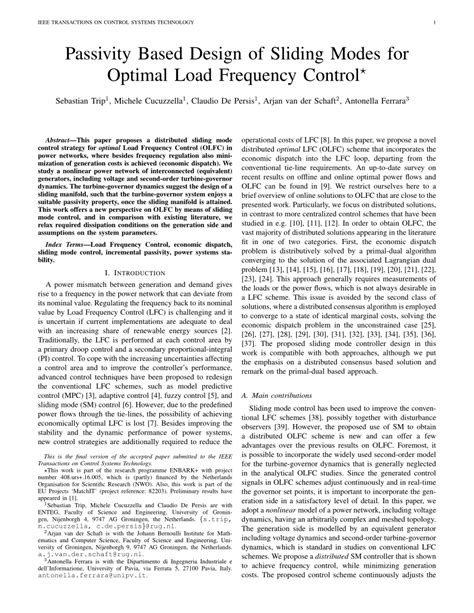 pdf passivity based design of sliding modes for optimal load frequency control
