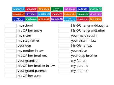 Les Adjectifs Possessifs Une Las Parejas