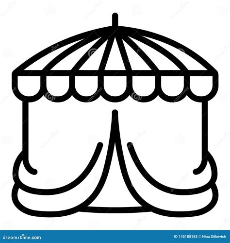 Icono Redondo Del Toldo Estilo Del Esquema Ilustración del Vector