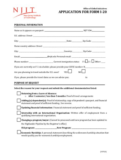 Fillable Online NJIT Application For I20 And Affidavit Of Support Fax