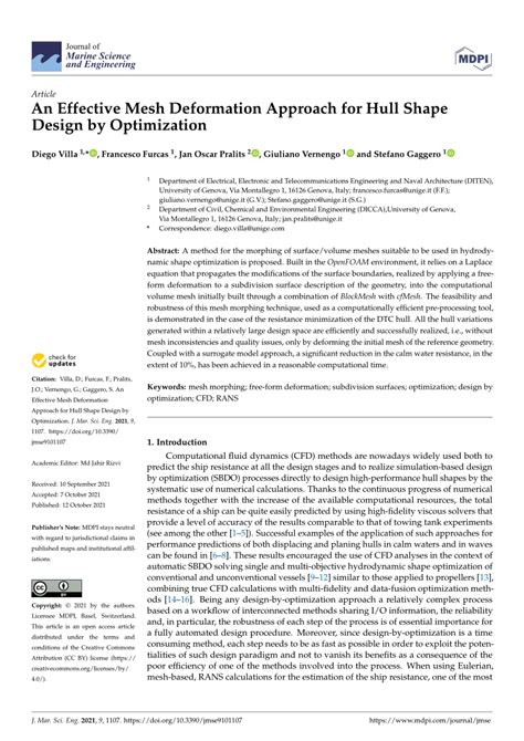 pdf an effective mesh deformation approach for hull shape design by optimization