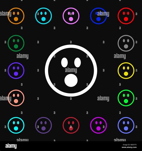 Entsetzte Gesicht Smiley Symbol Unterzeichnen Vielen Bunten Symbole