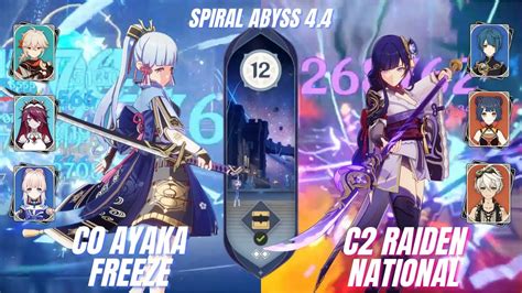 C0 AYAKA FREEZE TEAM C2 RAIDEN NATIONAL TEAM SPIRAL ABYSS 4 4