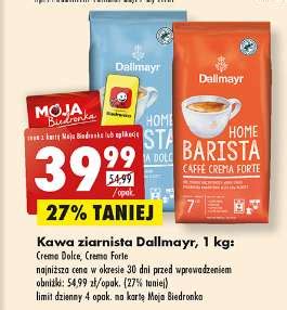 Kawa Ziarnista Dallmayr 1kg Biedronka Dallmayr Home Barista Caffe Crema