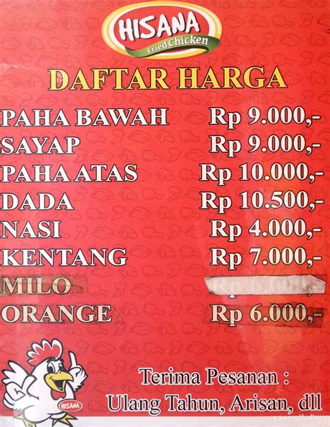 Selalu Diperbarui Menu Hisana Fried Chicken Kemayoran
