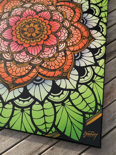 Syndrom Art Peinture Sur Toile Technique Mixte Mandala Sur Toile